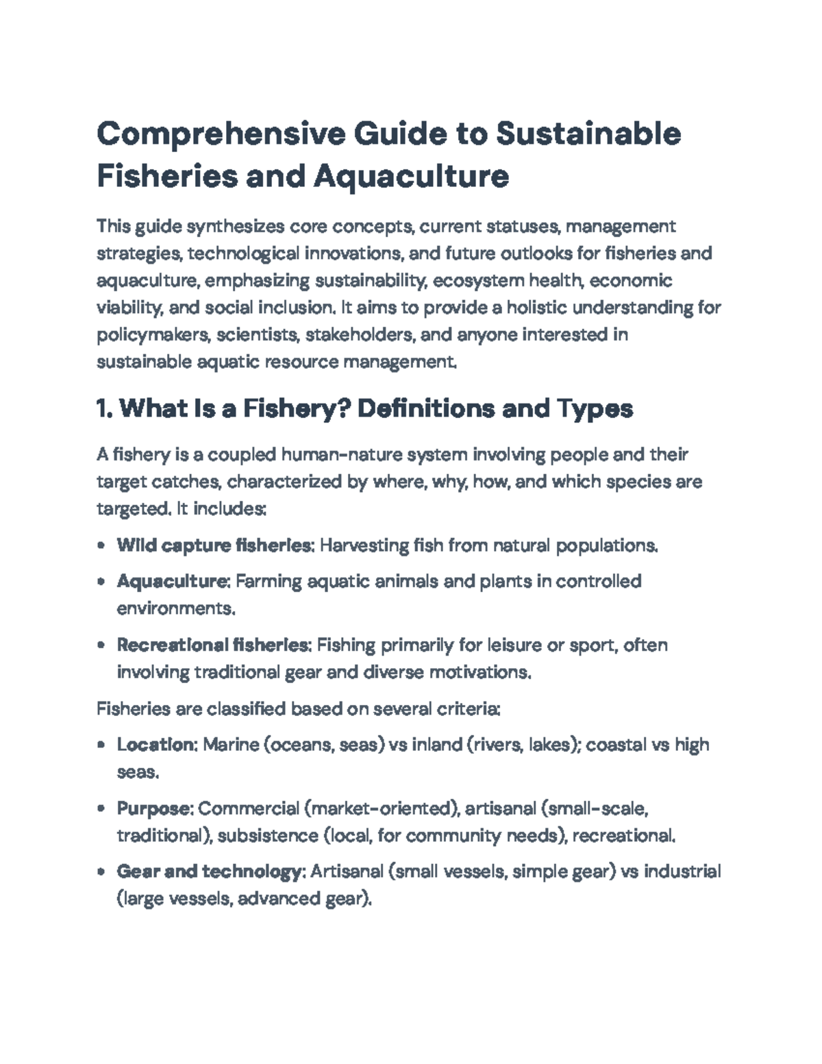 Guide to Sustainable Fisheries & Aquaculture: Strategies & Insights ...
