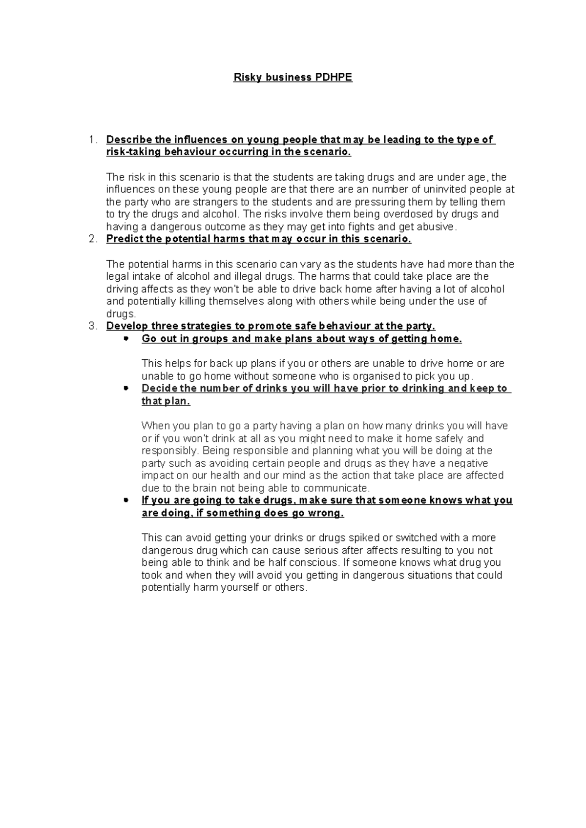 Risky Business: Influences and Strategies for Safe Party Behavior ...