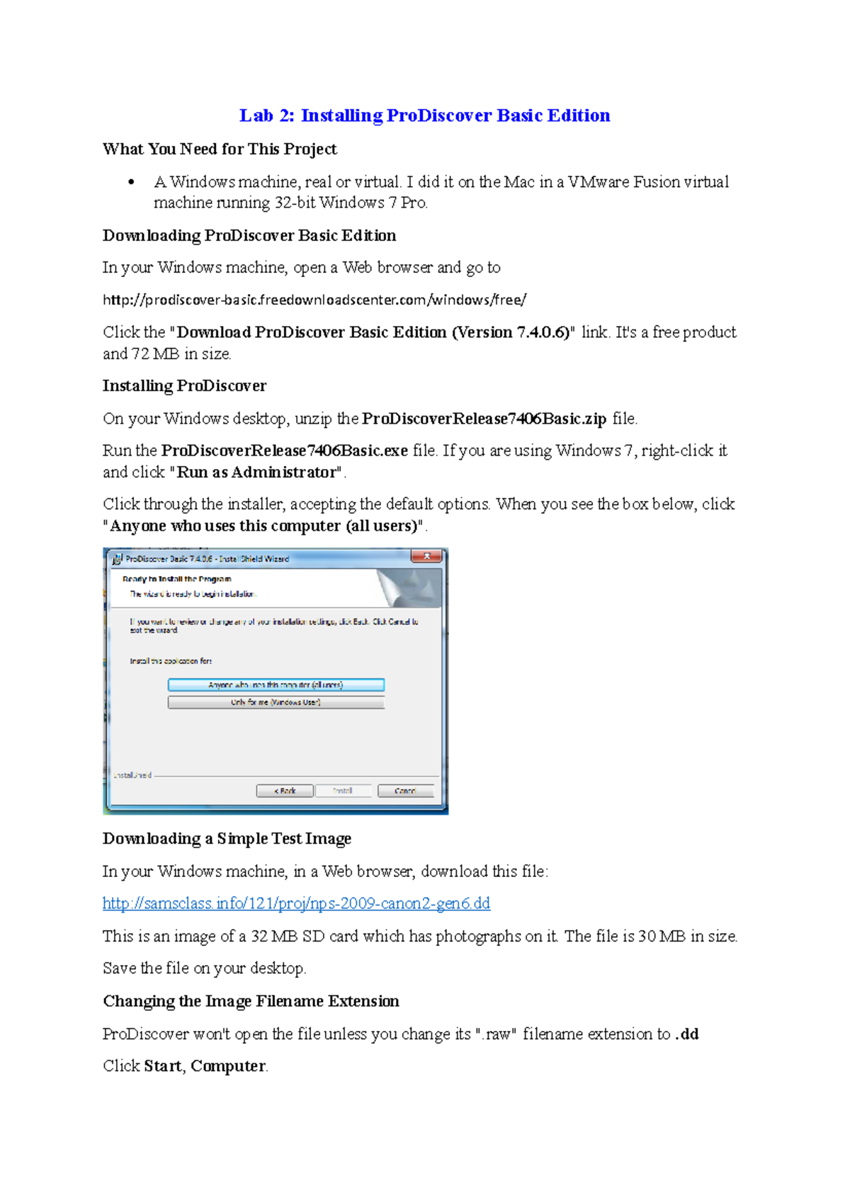 Lab-02 Pro Discover - ... - Lab 2: Installing ProDiscover Basic Edition ...