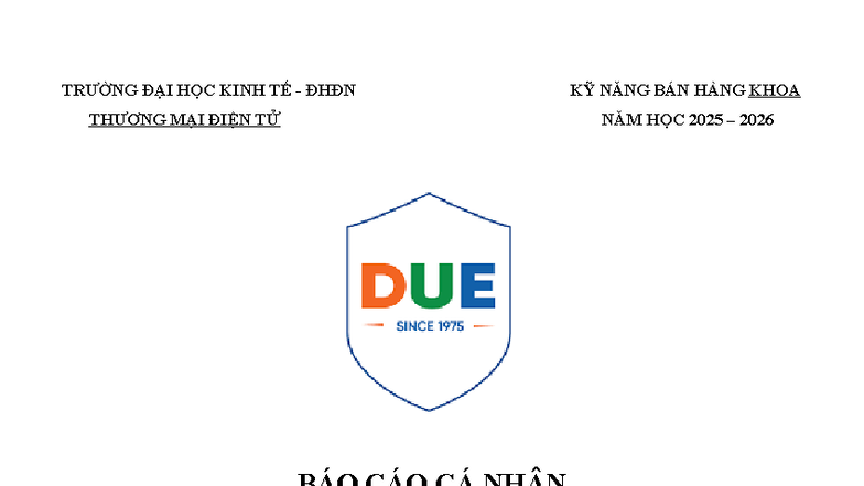 BÁO CÁO SWOT CÁ NHÂN VỀ KỸ NĂNG BÁN HÀNG - NĂM HỌC 2025-2026 - Studocu