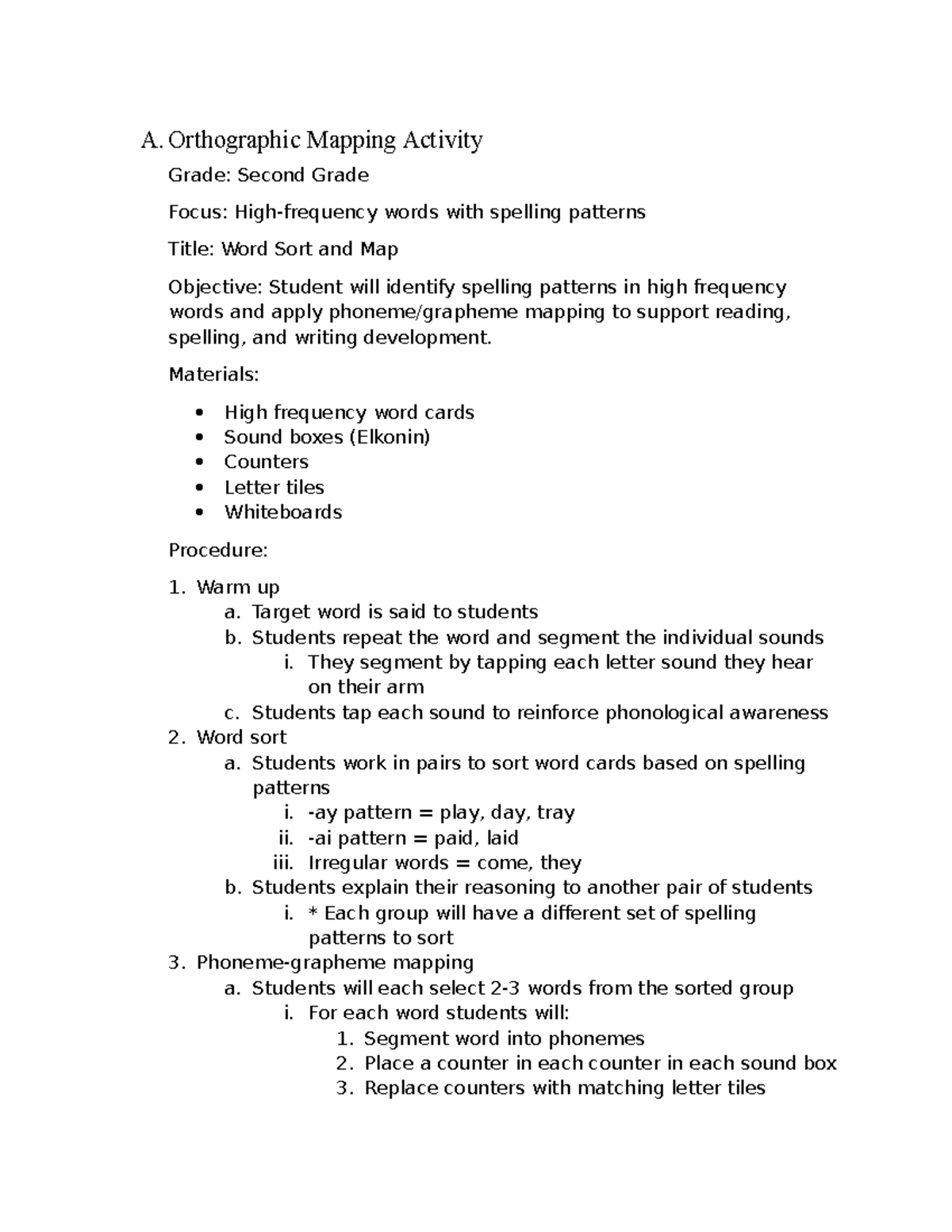 Task 2: Orthographic Mapping Activity for 2nd Grade Spelling Patterns ...