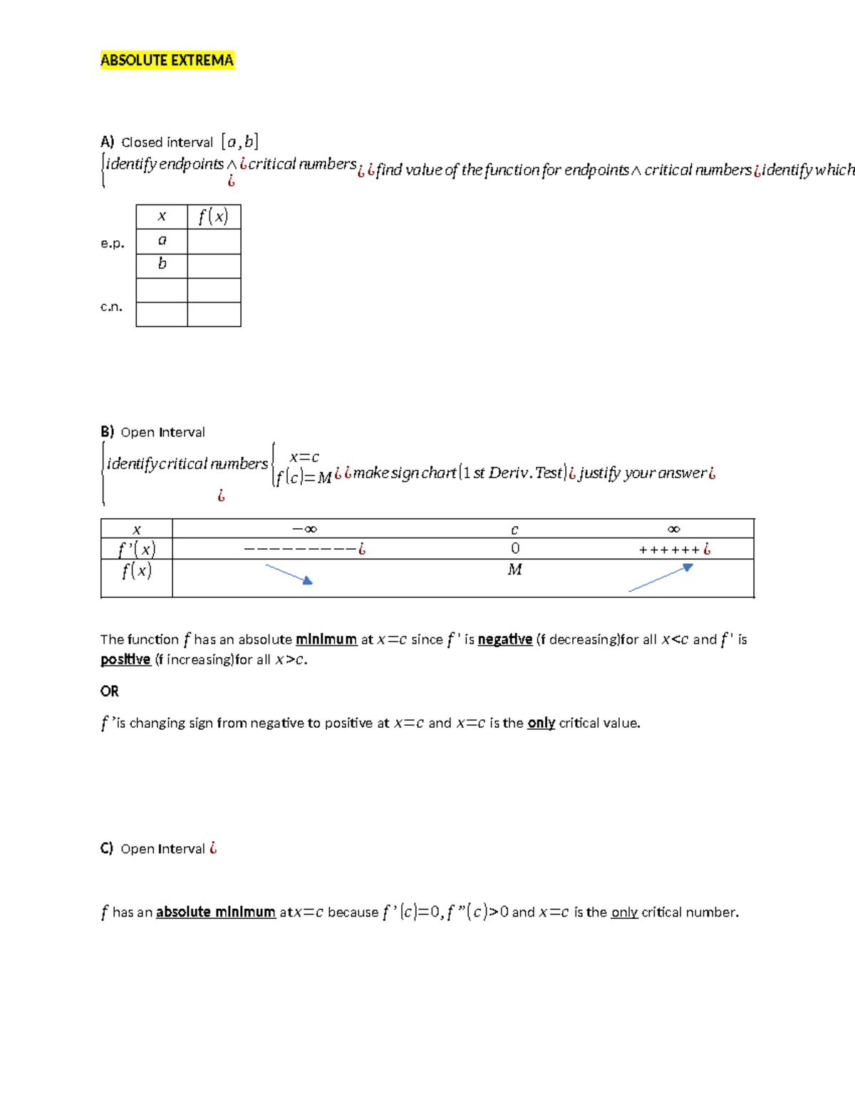 11-21 Absolute Extrema: Justification and Critical Numbers Analysis ...