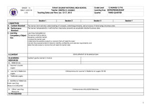 Entrep-DLL-WEEK4 - DAILY LESSON LOG School SALINAP NATIONAL HIGH SCHOOL ...