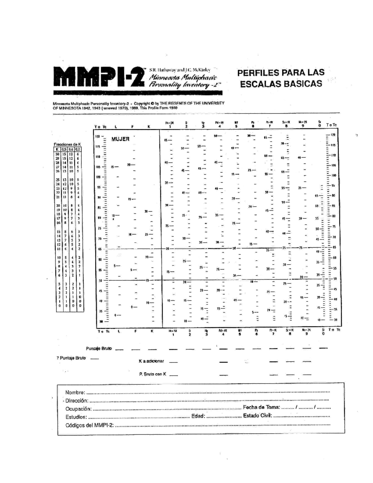 MMPI-2 Perfiles y Escalas Básicas: Análisis y Resultados - Studocu