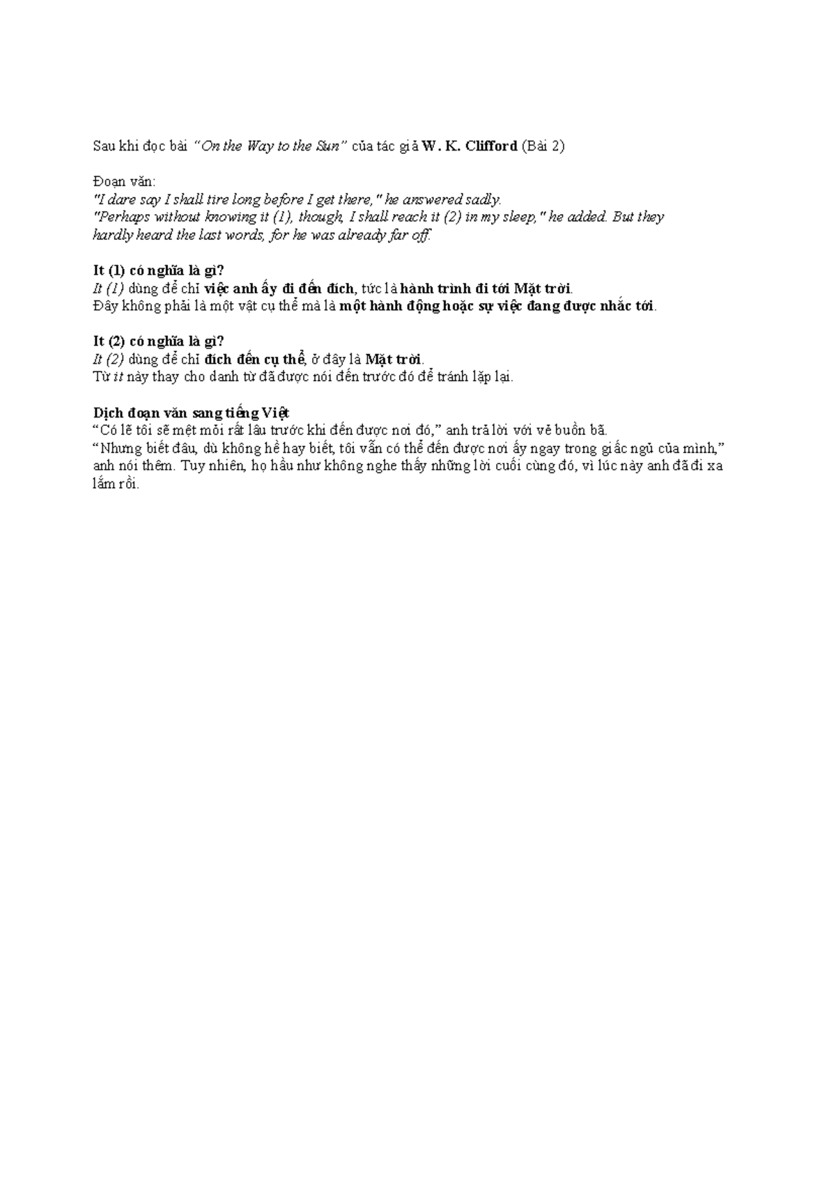 Phân tích đoạn văn "The Way to the" của W. K. Clifford (Bài 2) - Studocu