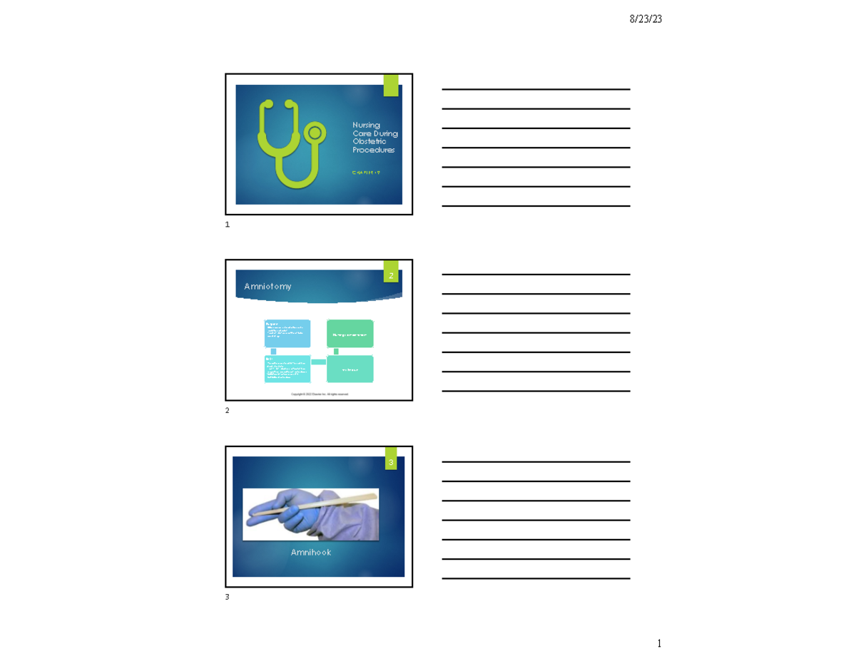 Obstetrical Procedures Nursing Handout - CH 019 Summary - Studocu