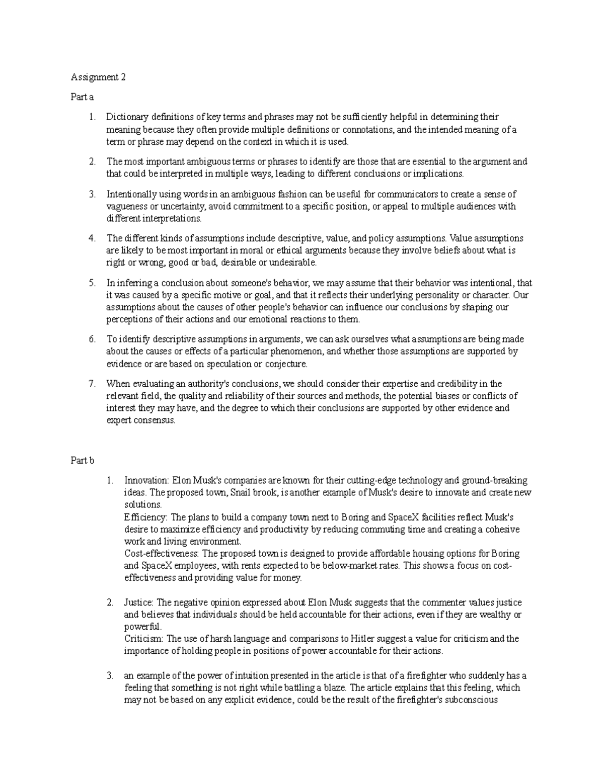 Assignment 2 - Dictionary definitions of key terms and phrases may not be sufficiently helpful ...