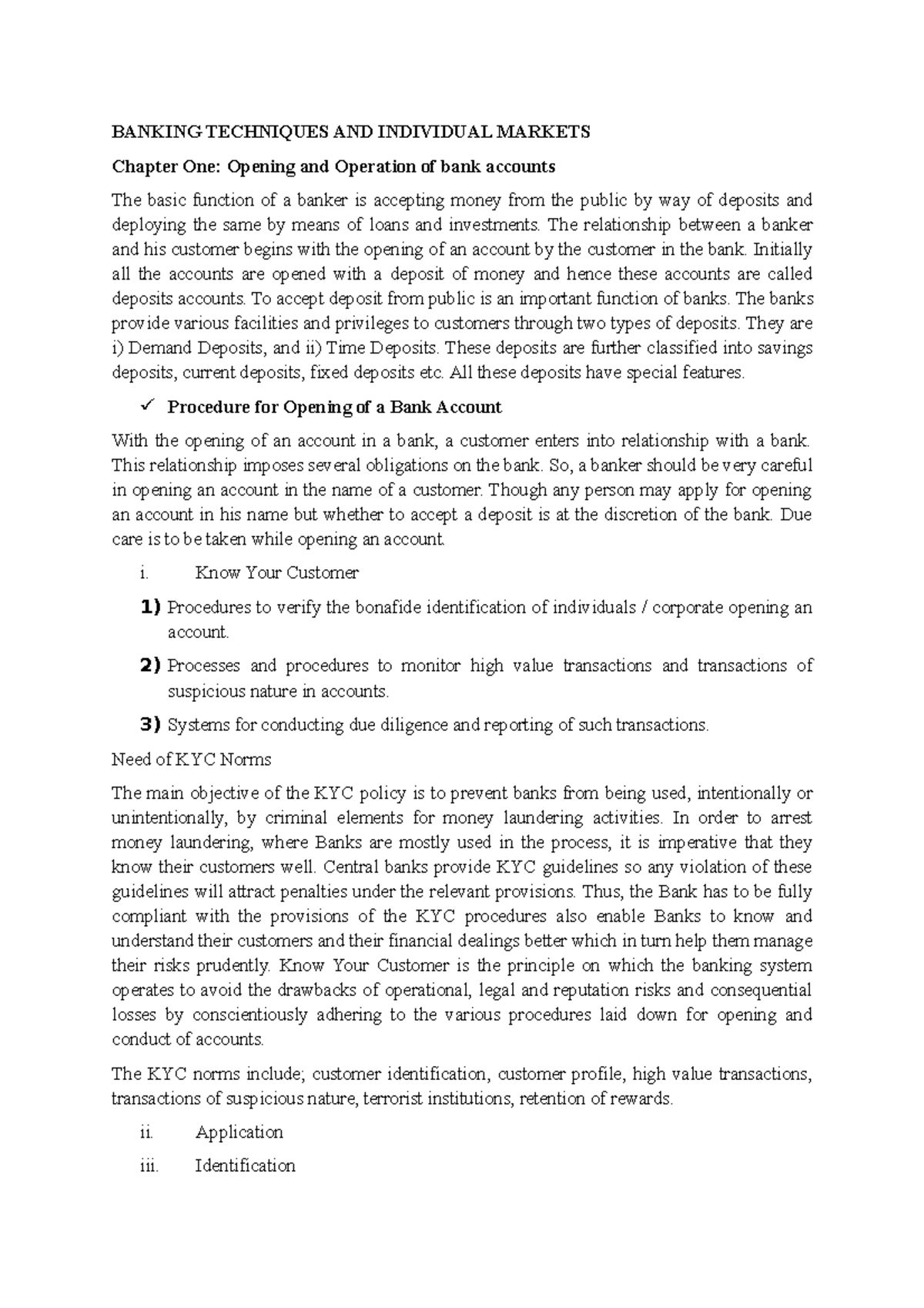 Introduction to banking operations and techniques - BANKING TECHNIQUES ...