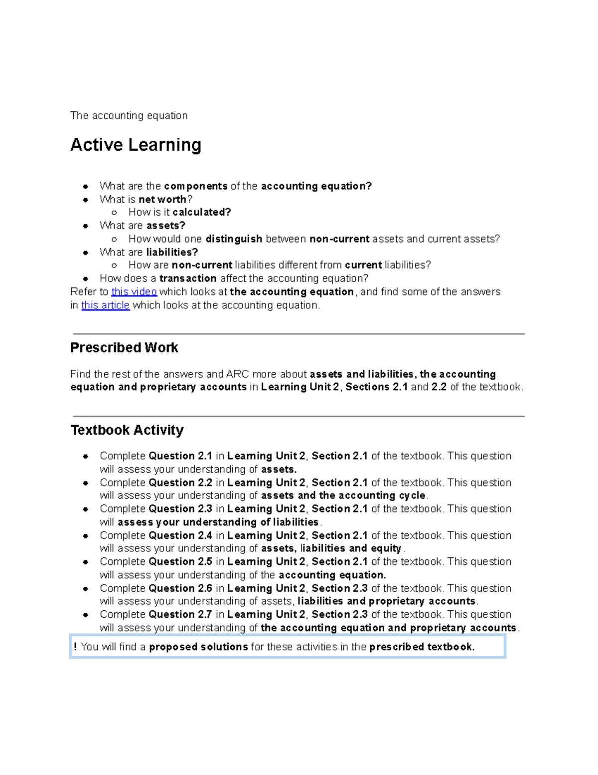 Accounting Equation: Components, Assets & Liabilities Overview - Studocu