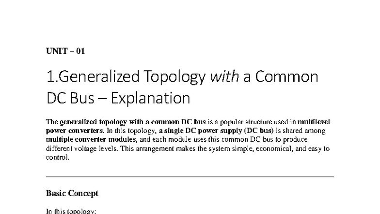 MLPC 01: Generalized Topology with Common DC Bus Overview - Studocu