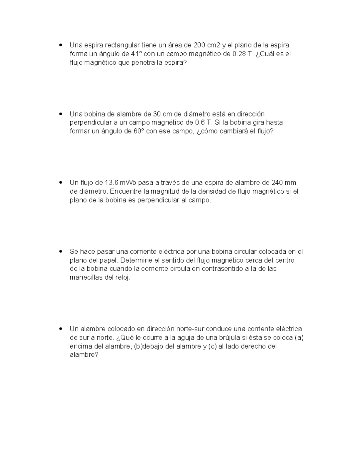 Ejercicios de magnetismo - Una espira rectangular tiene un área de 200 ...