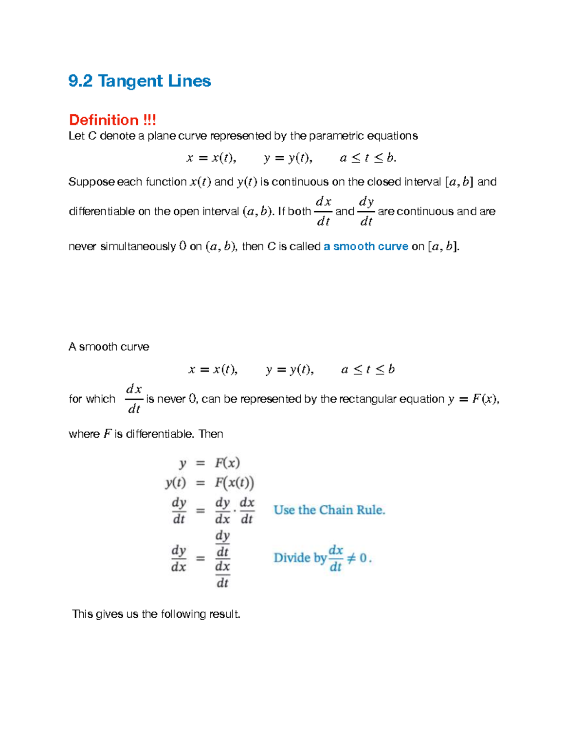 Sec9-2 - Smooth Curves and Tangent Lines Analysis - Studocu