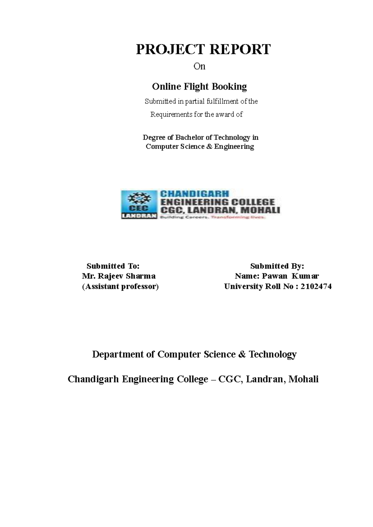 Airline Reservation System Project Report - B.Tech in CSE 22222 - Studocu