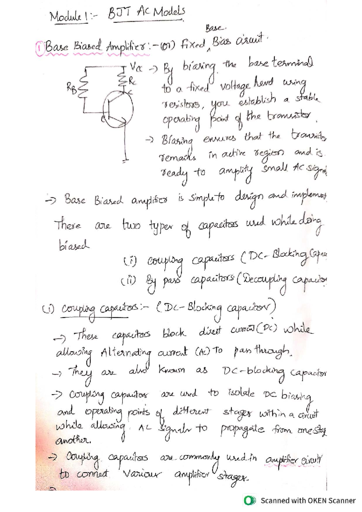 Module BJT AC Models: Base Biased Amplifier Analysis and Design - Studocu