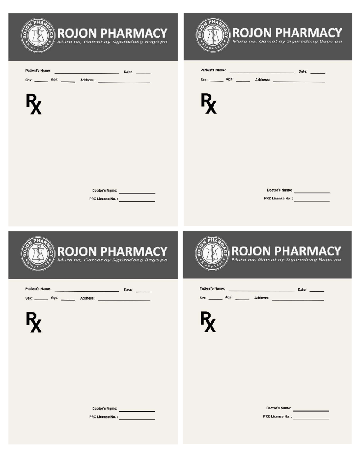 Prescription pad for study - Rojon Pharmacy since 1995 - Studocu