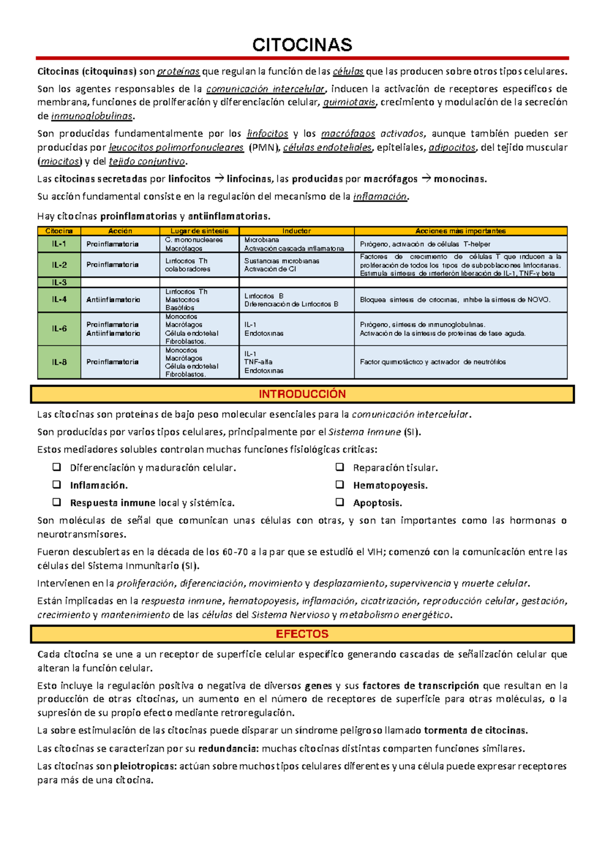CITOCINAS: Funcionamiento, Clasificación y su Rol en el Sistema ...