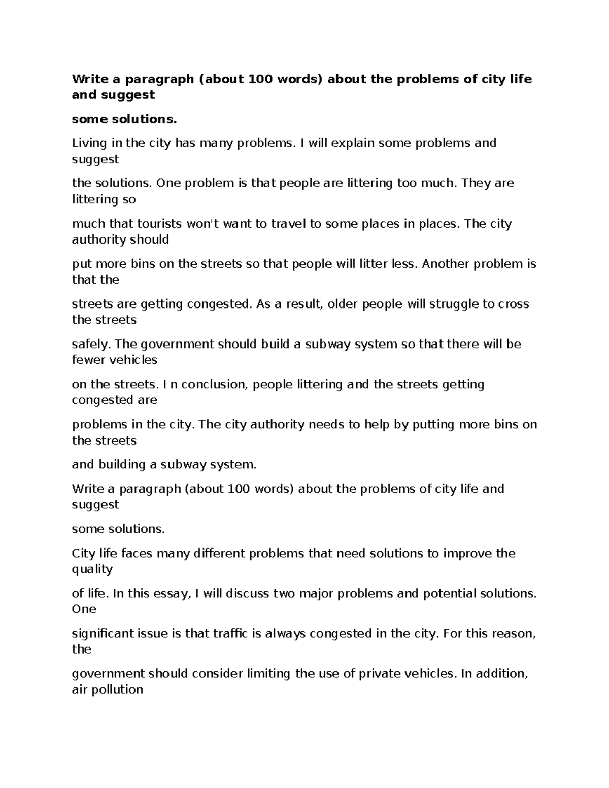 City Life Challenges and Solutions: A 100-Word Overview - Studocu