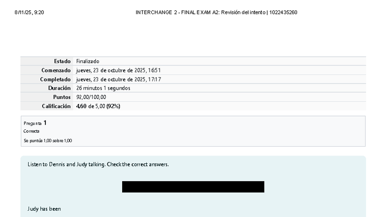 Interchange 2 A2 Final Exam Review: Attempt 1022435260 - Studocu