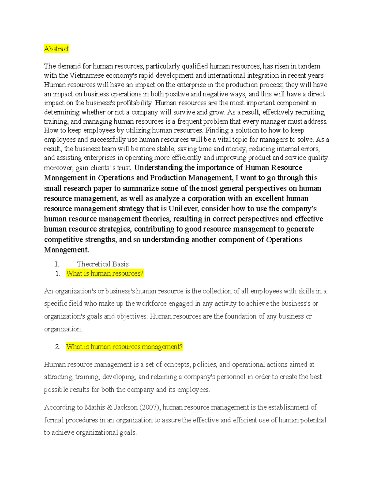 Abstract - Abstract The demand for human resources, particularly ...