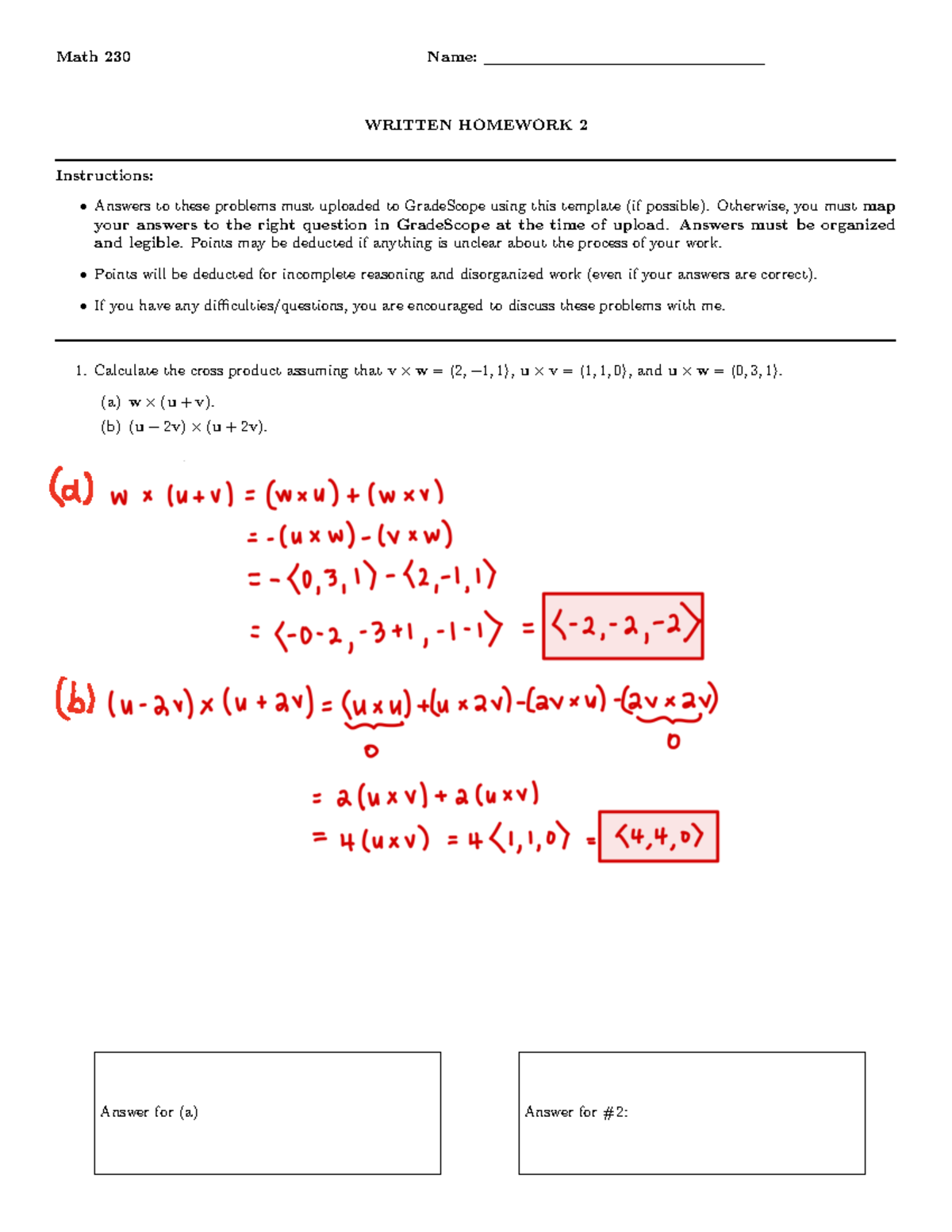 Math 230 Homework 2 Solutions - Detailed Answer Guide - Studocu