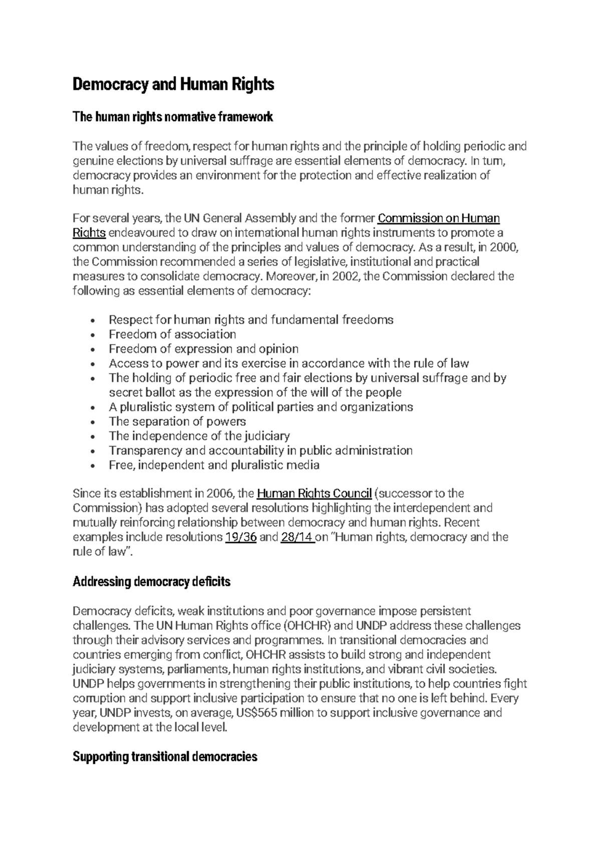 Democracy and Human Rights: A Critical Overview of UN Efforts - Studocu