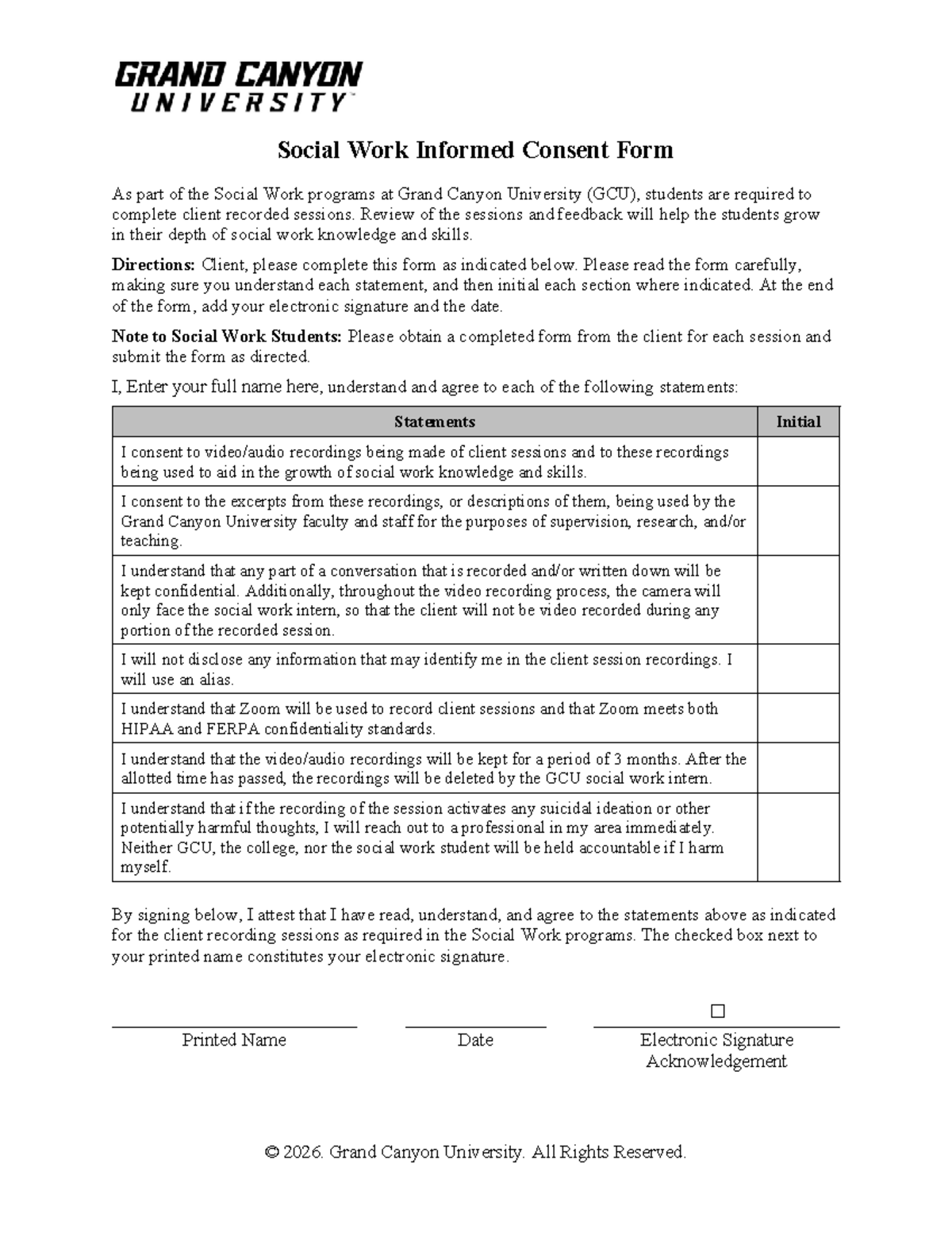 SWK-610: Social Work Client Informed Consent Form - Studocu