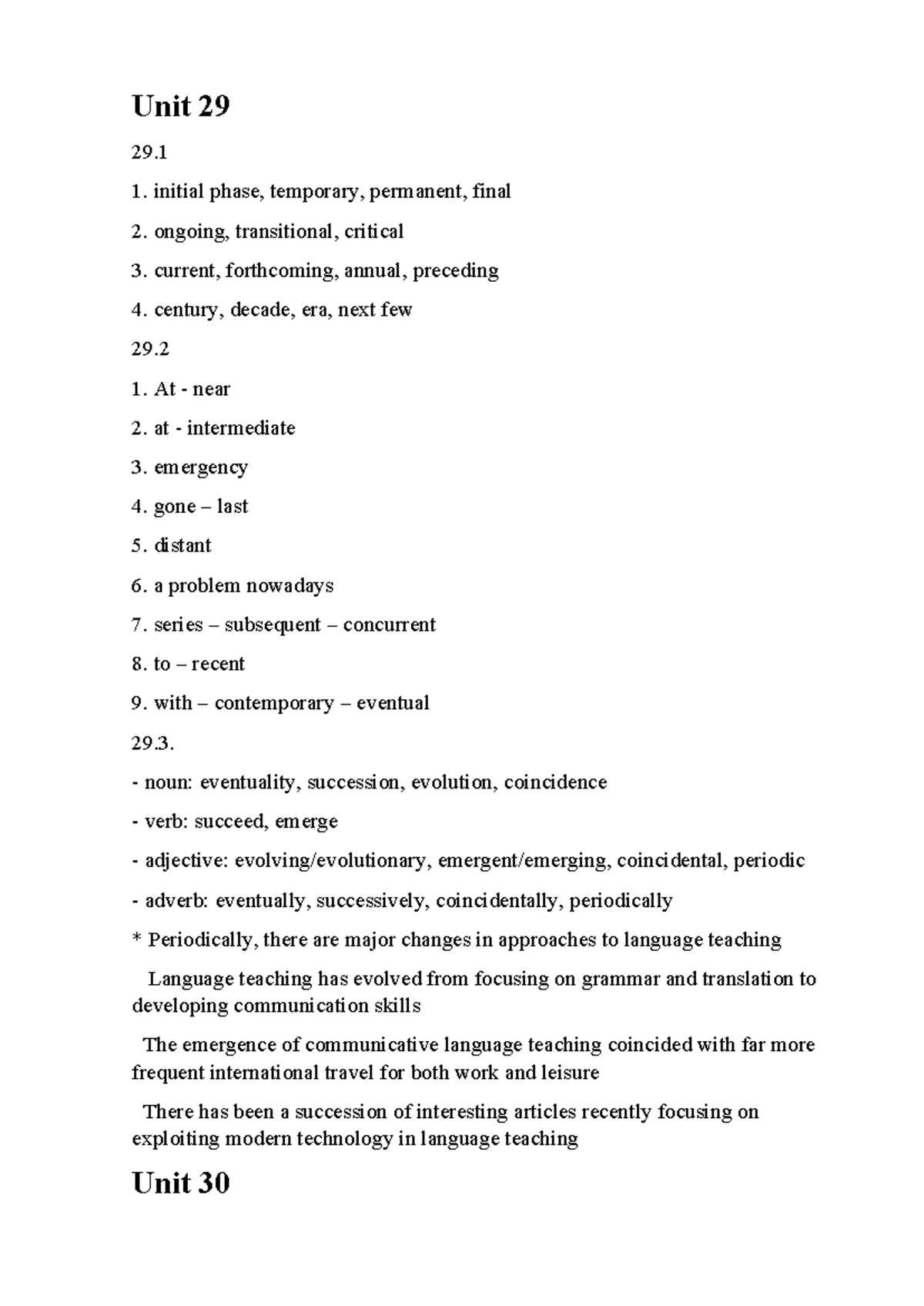 Vocab Units 29-32: Key Terms and Concepts for Study - Studocu