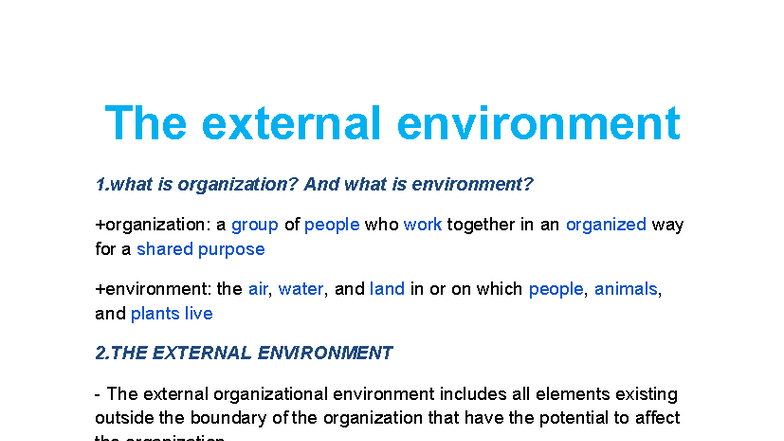 External Environment Analysis: Understanding Organizations (Thuyet ...