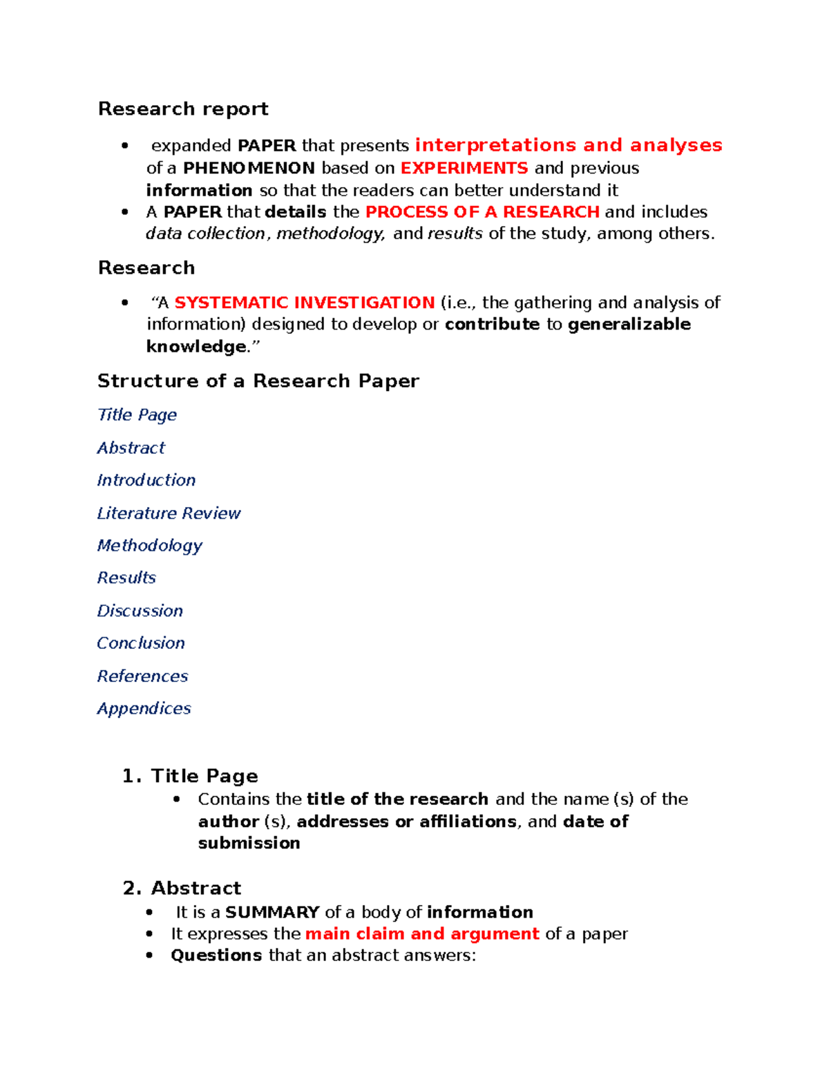 English - structure of research paper - Research report expanded PAPER ...