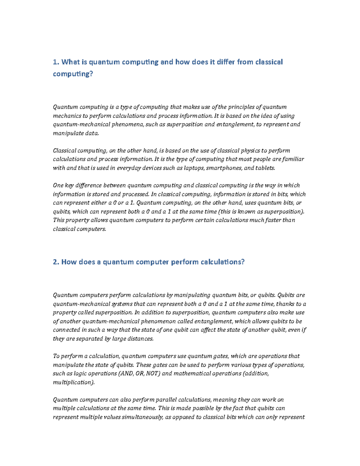 Quantum computing 1 - 1. What is quantum computing and how does it ...