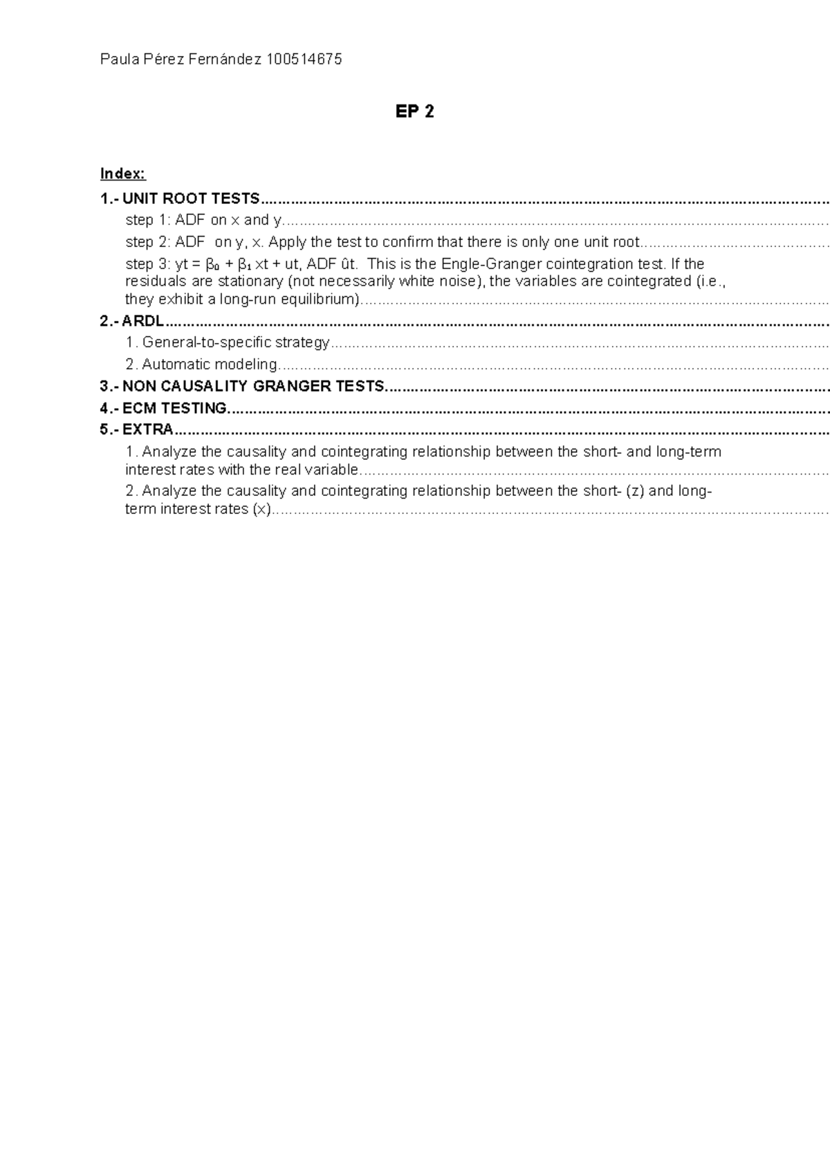 EP 2 - Unit Root Tests and Cointegration Analysis - Studocu
