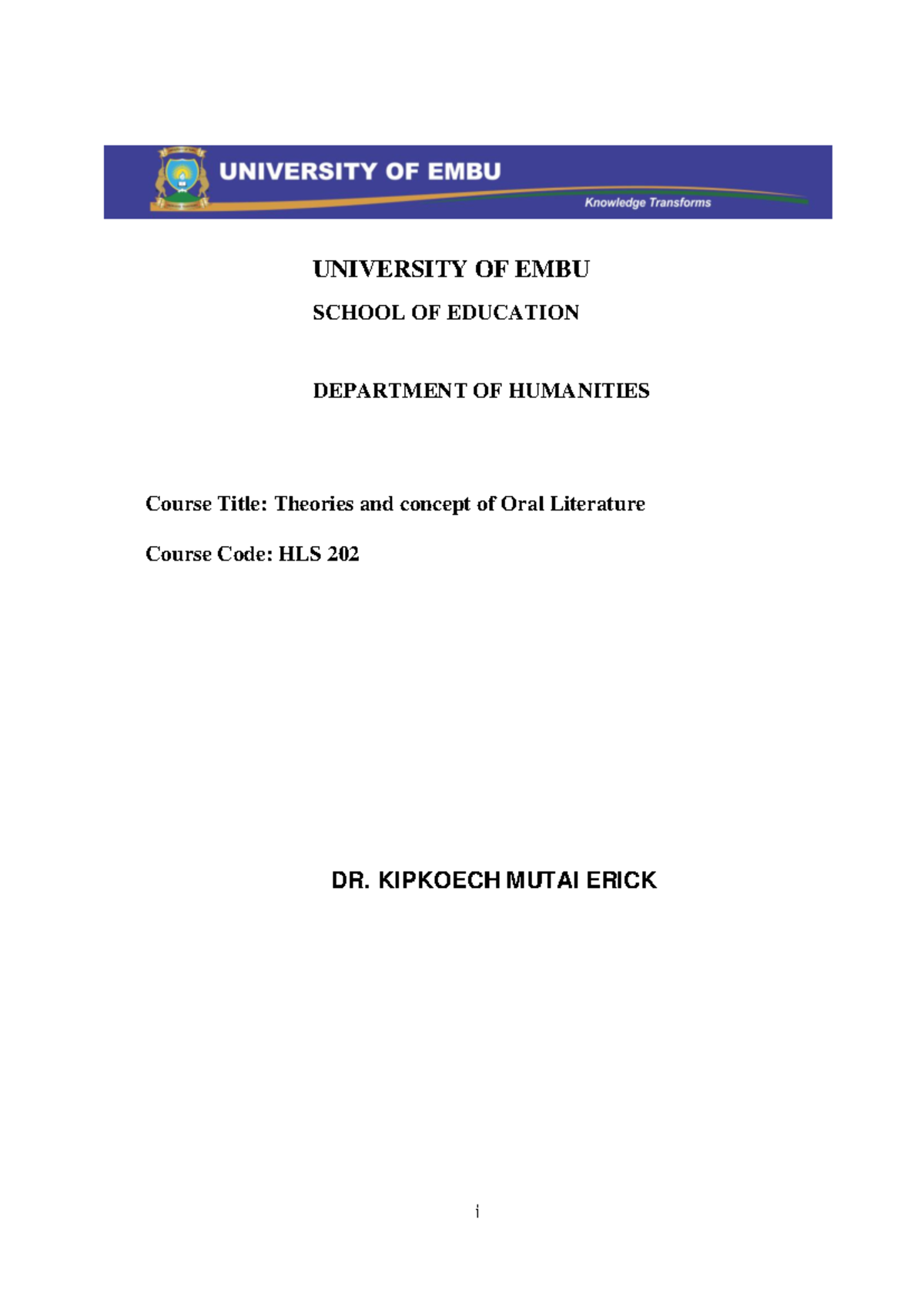 HLS 202 Final Exam Study Guide: Theories & Concepts of Oral Literature - Studocu