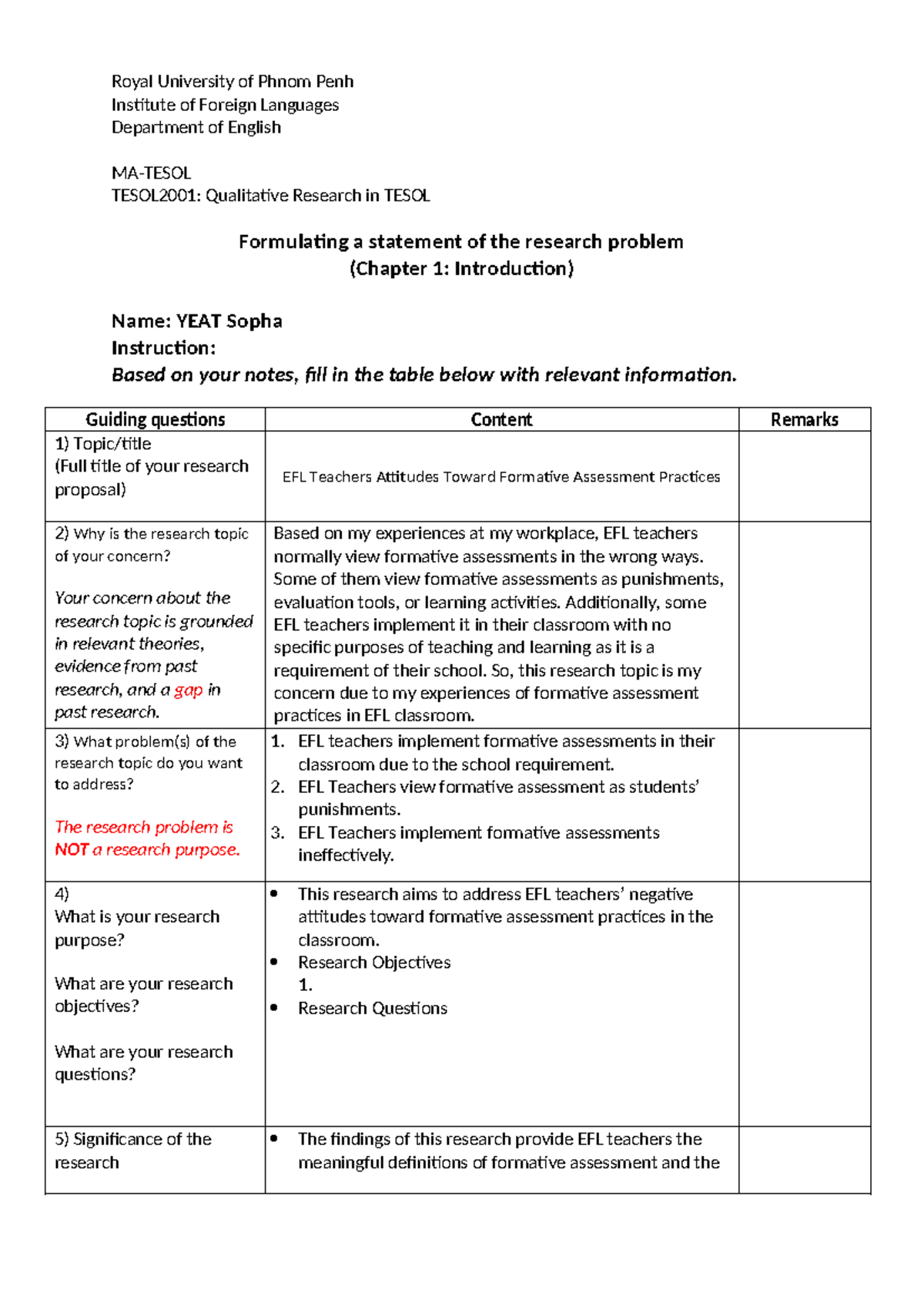 TESOL2001: Qualitative Research - EFL Teachers' Attitudes Toward ...
