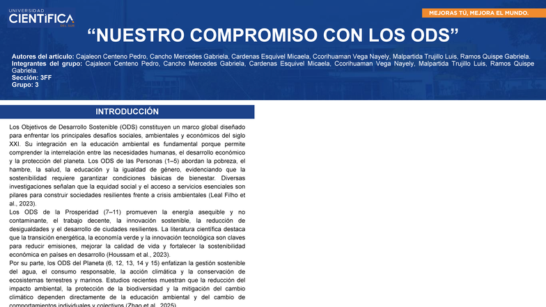 Póster Científico: Nuestro Compromiso con los ODS en Educación ...