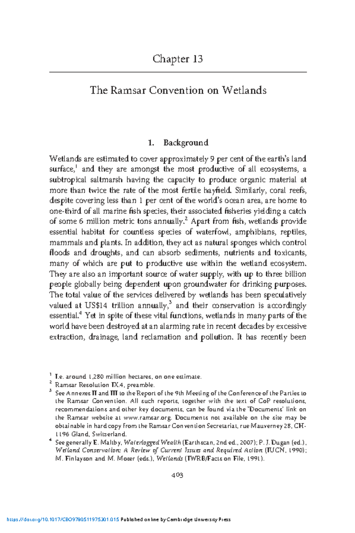 Ramsar Convention on Wetlands: Chapter 13 Overview and Analysis - Studocu