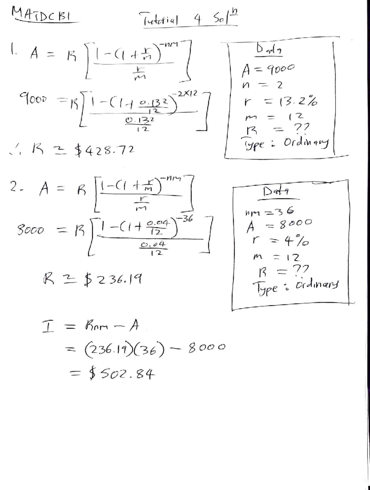 MATDcBI 1 Tutorial 4 Solutions: Key Concepts and Answers - Studocu