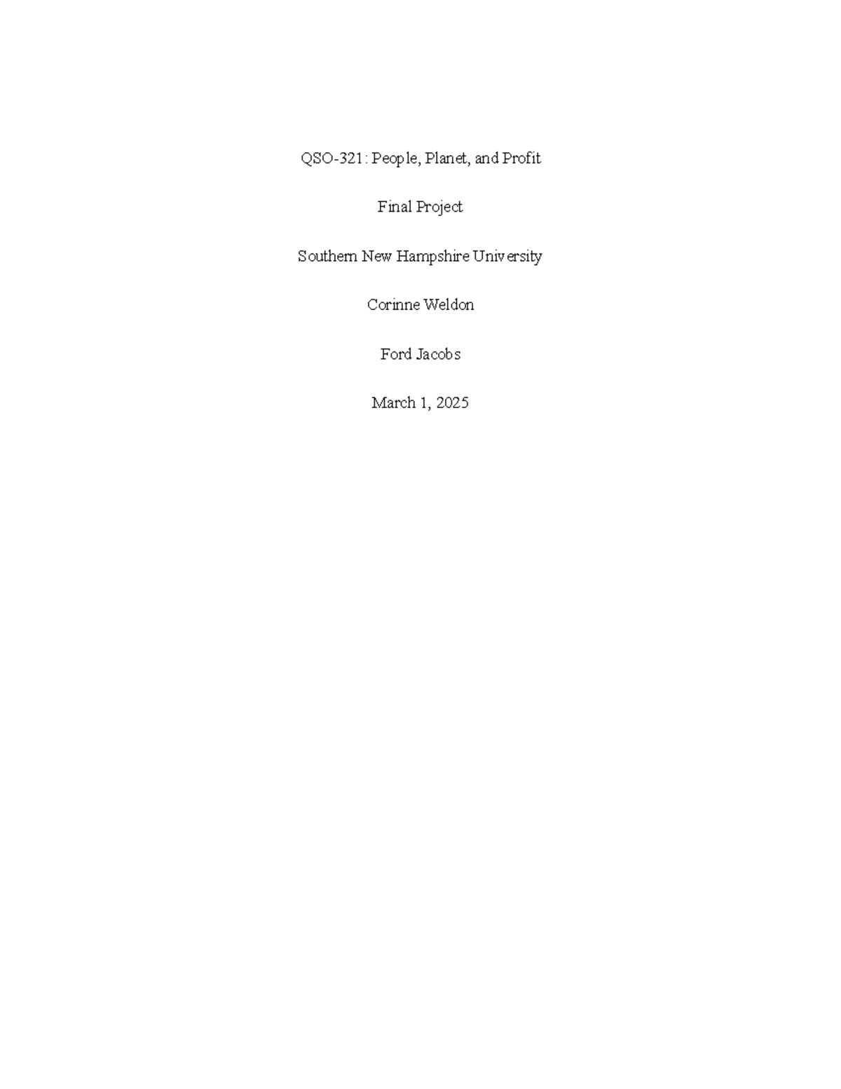 QSO MOD 7 Project - Triple bottom line framework - QSO-321: People ...