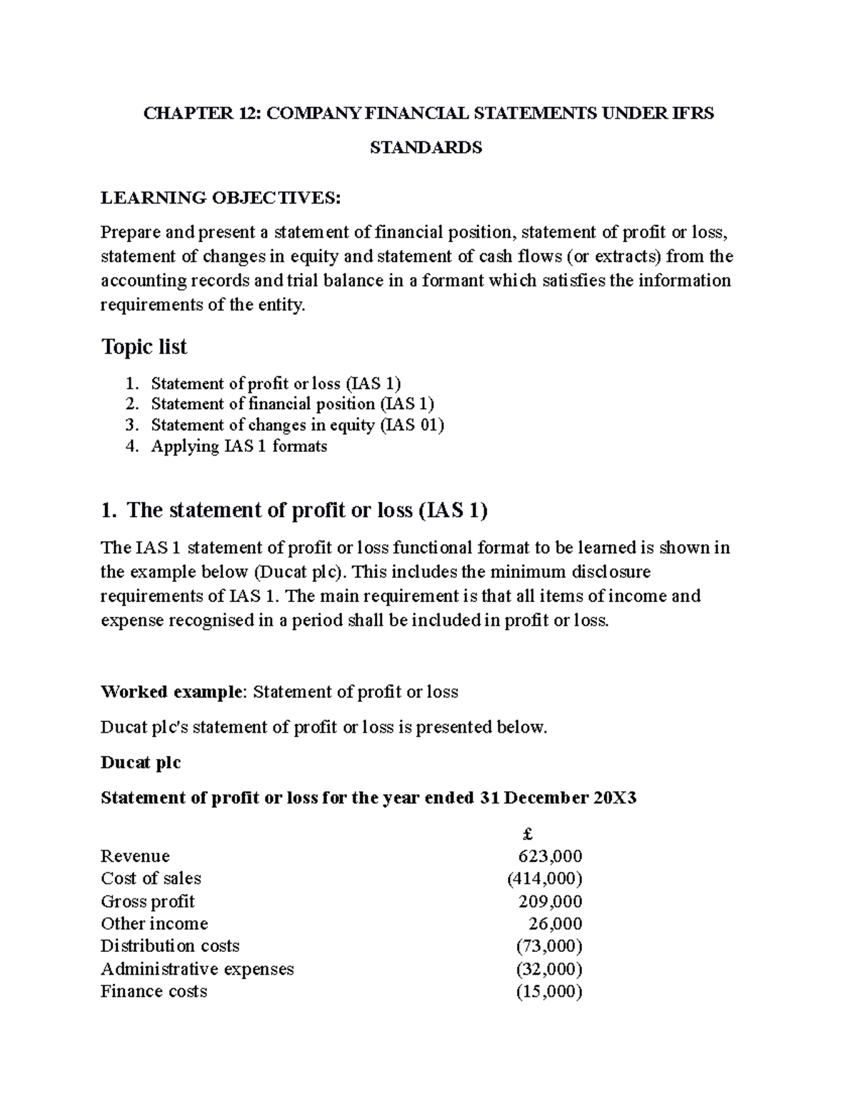 Chapter 12: IFRS Financial Statements & IAS 1 Guidelines - Studocu
