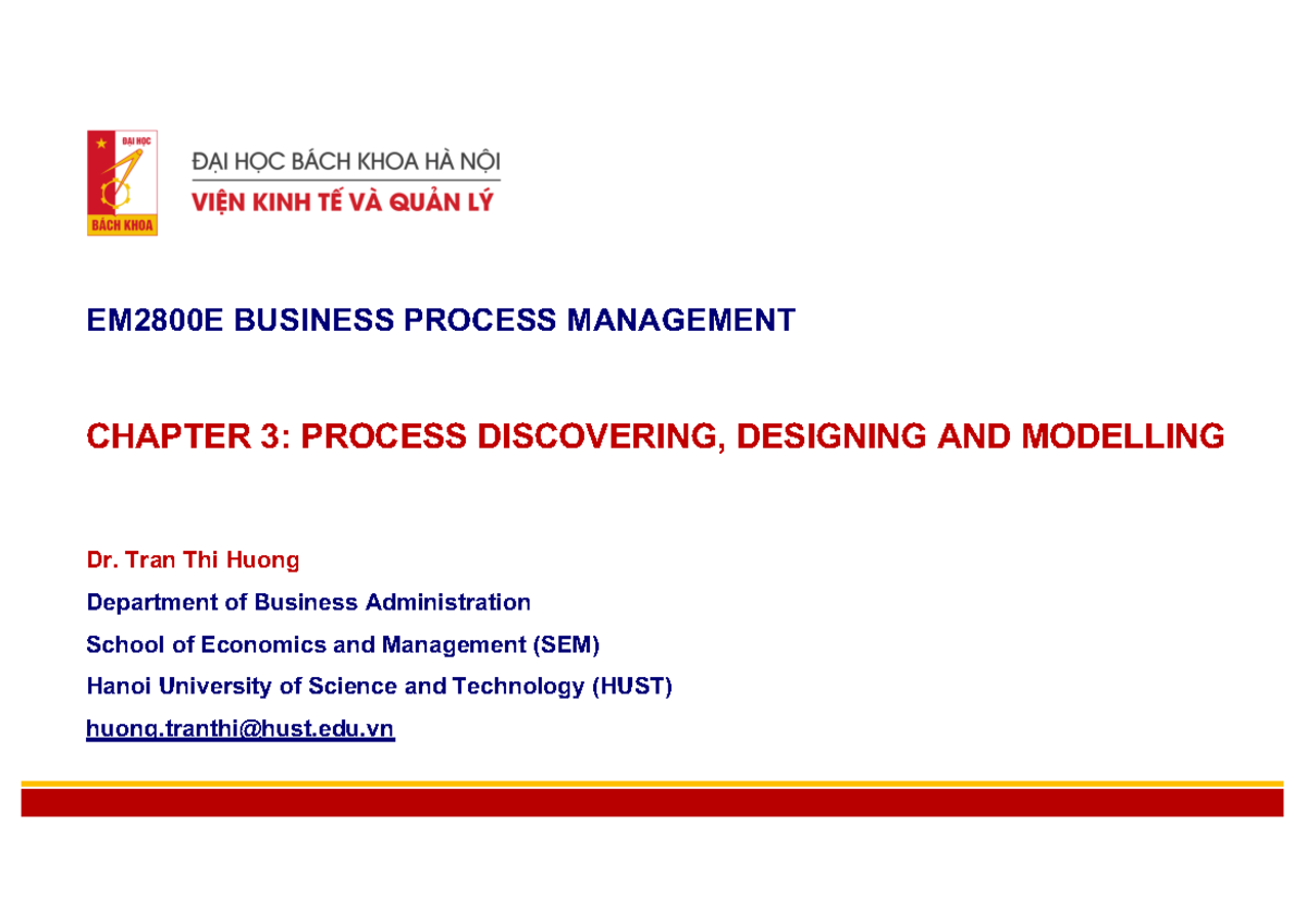 BPM Ch3 Process discovery - EM2800E BUSINESS PROCESS MANAGEMENT CHAPTER ...