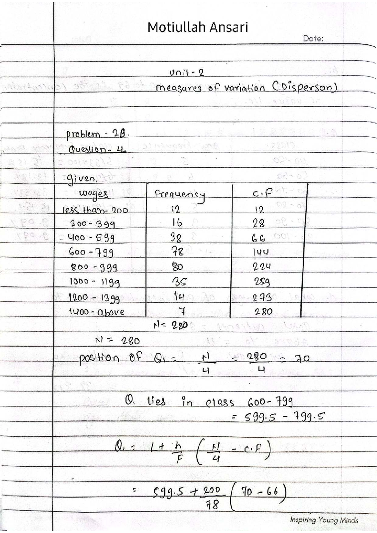 Statistics Assignment: Measures of Variation and Central Tendency (QF ...