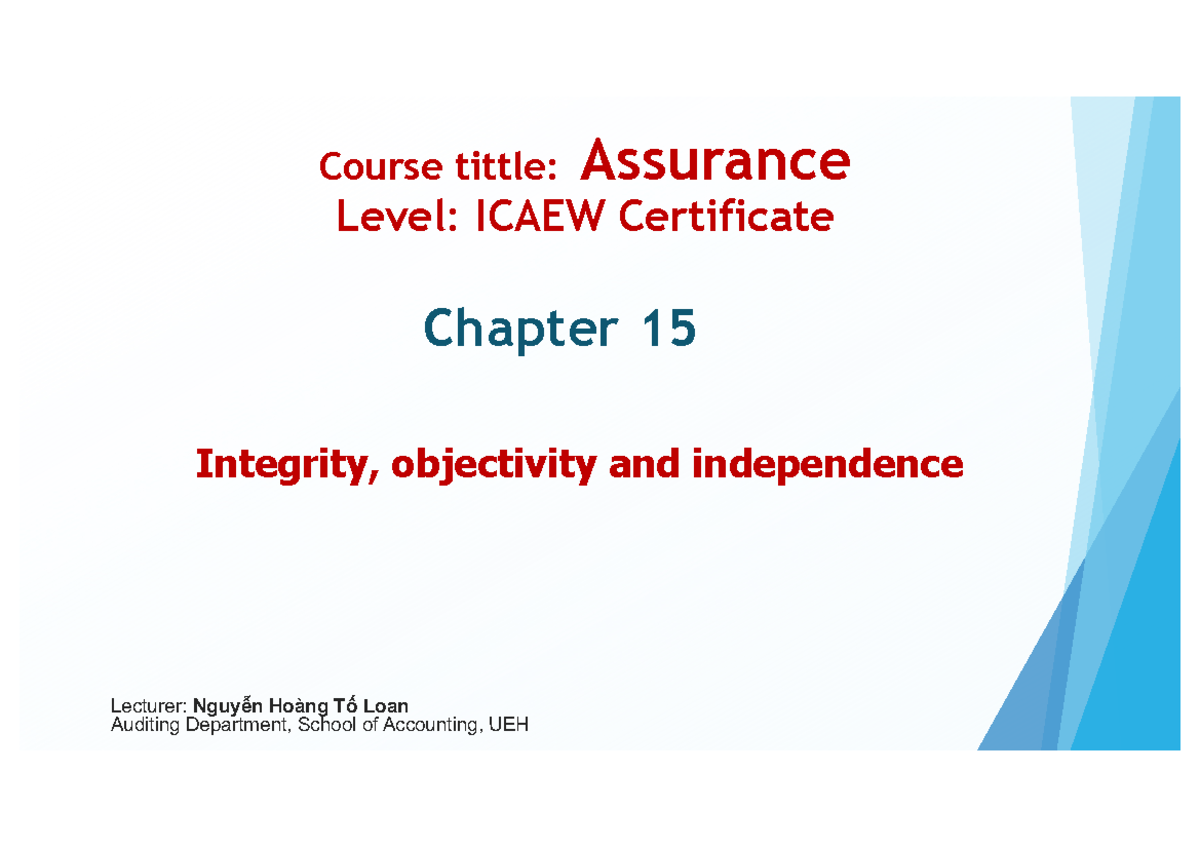 Chapter 15 - ICAEW Certificate: Integrity, Objectivity & Independence ...