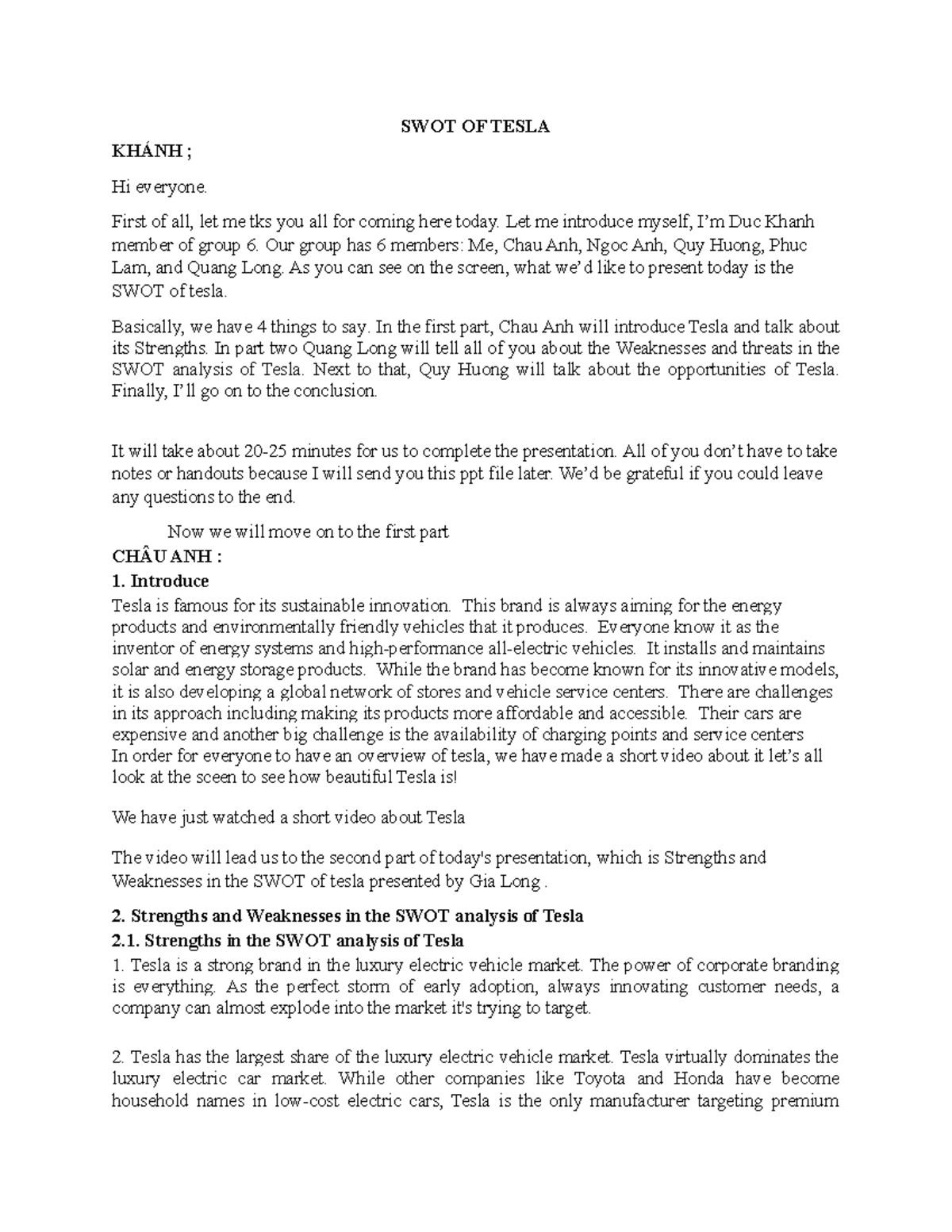 SWOT Analysis of Tesla: Strengths, Weaknesses, Opportunities, and ...