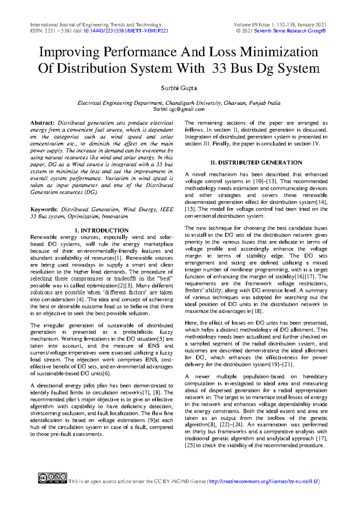 Improving Performance & Loss Minimization in 33 Bus DG System - IJETT - Studocu