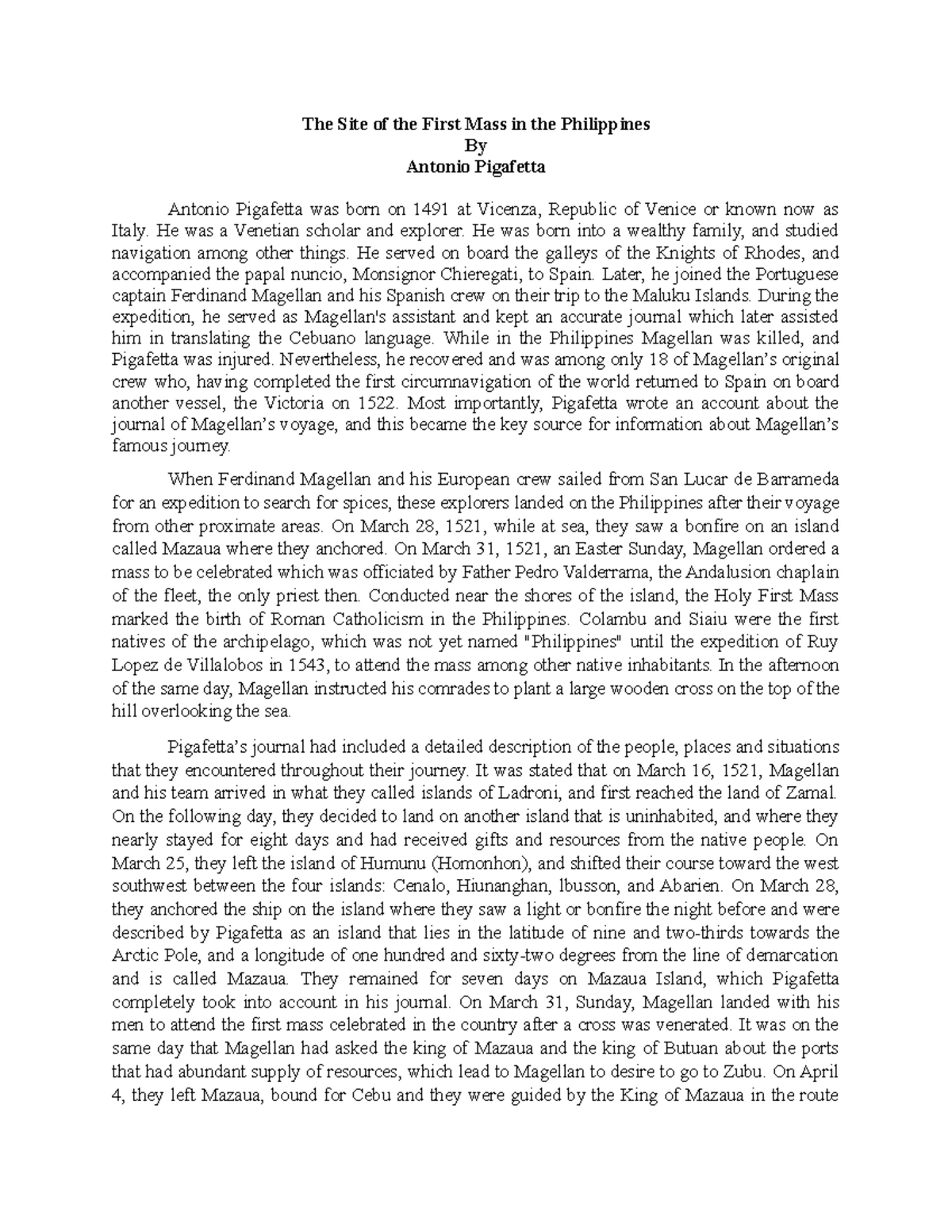 Butuan or Limasawa - The Site of the First Mass in the Philippines ...