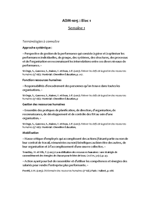 ADM1015 TN1 Série F - ADM Gestion des ressources humaines Série F TRAVAIL NOTÉ 1 La ...