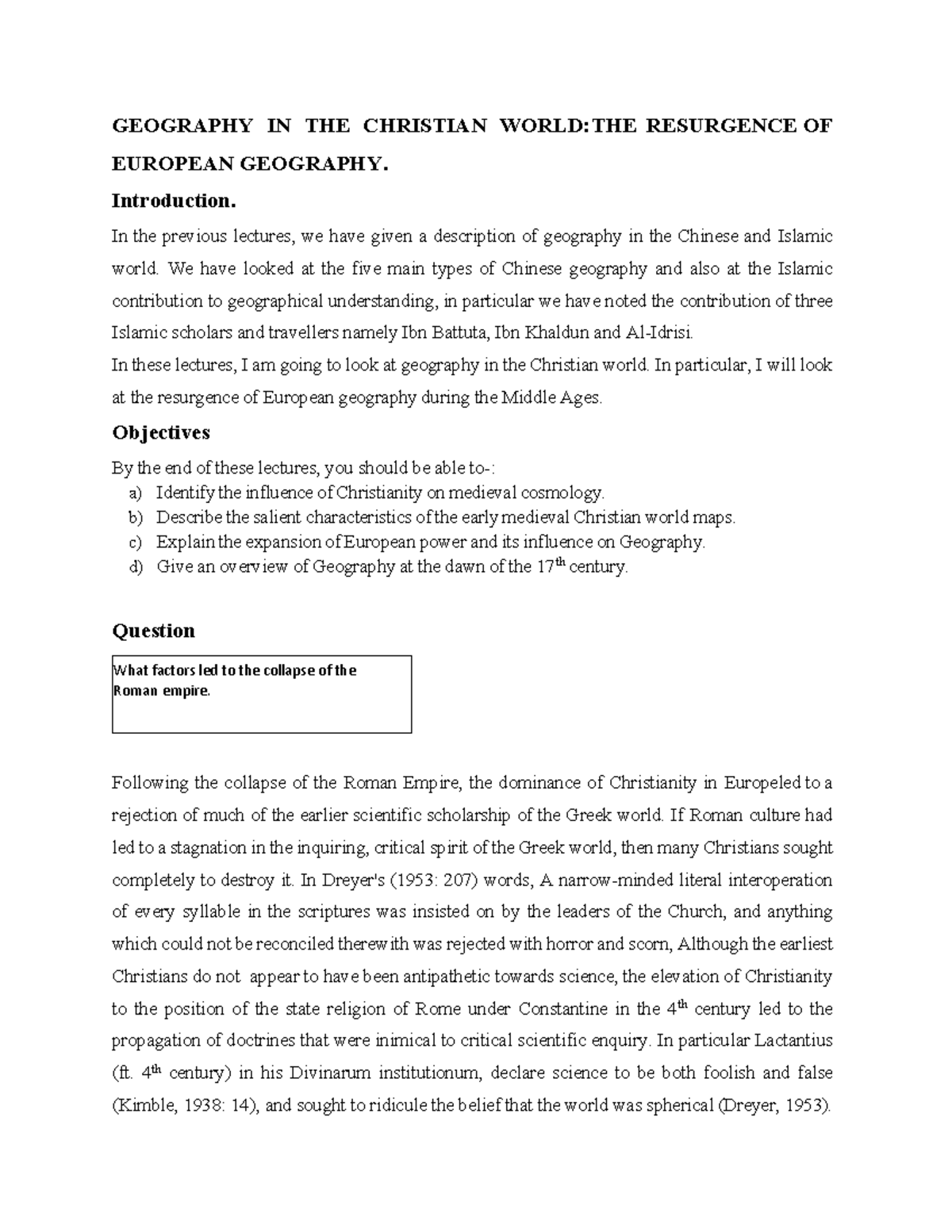 GEOG 101: The Resurgence of European Geography in the Christian Era ...