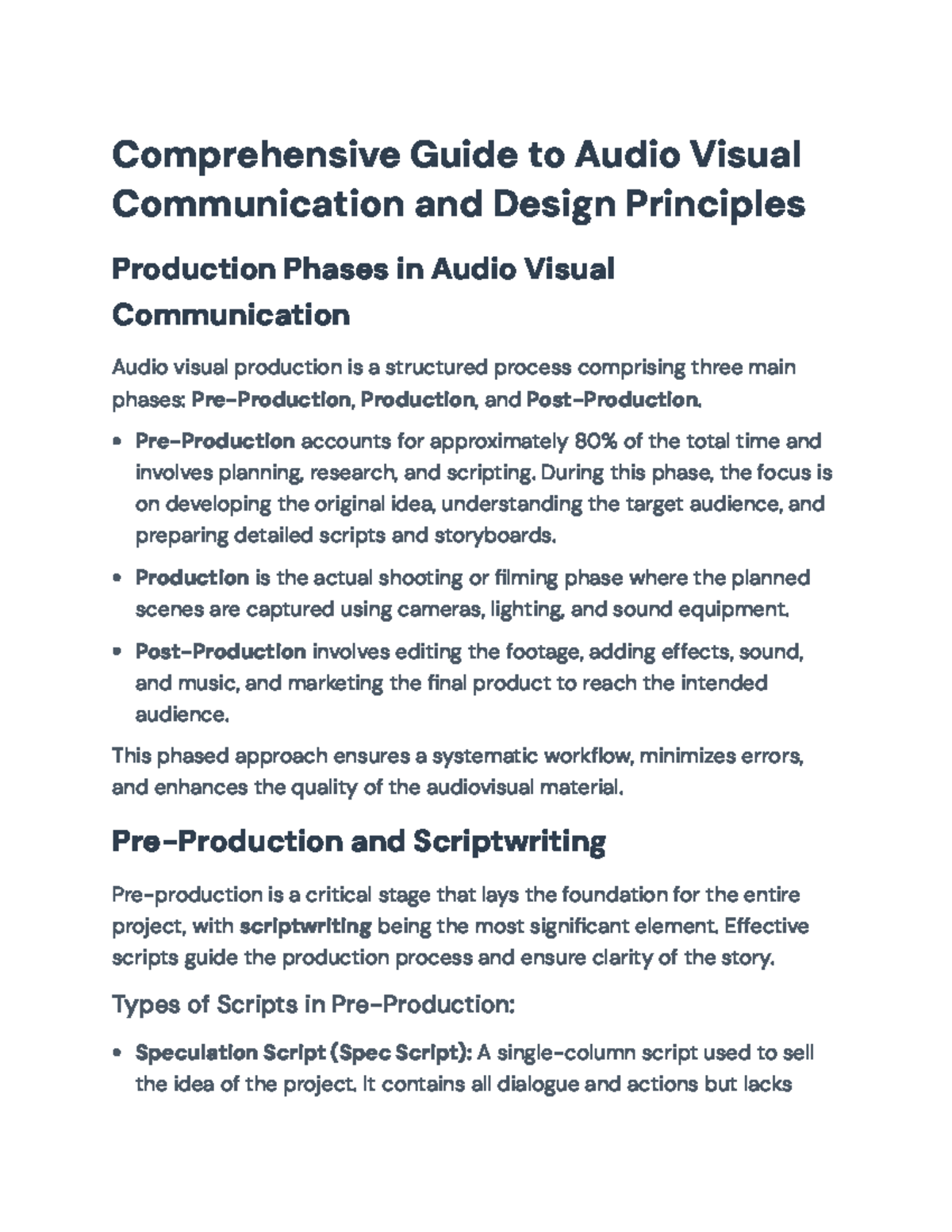 Comprehensive Guide to AV Communication Techniques & Production Phases ...