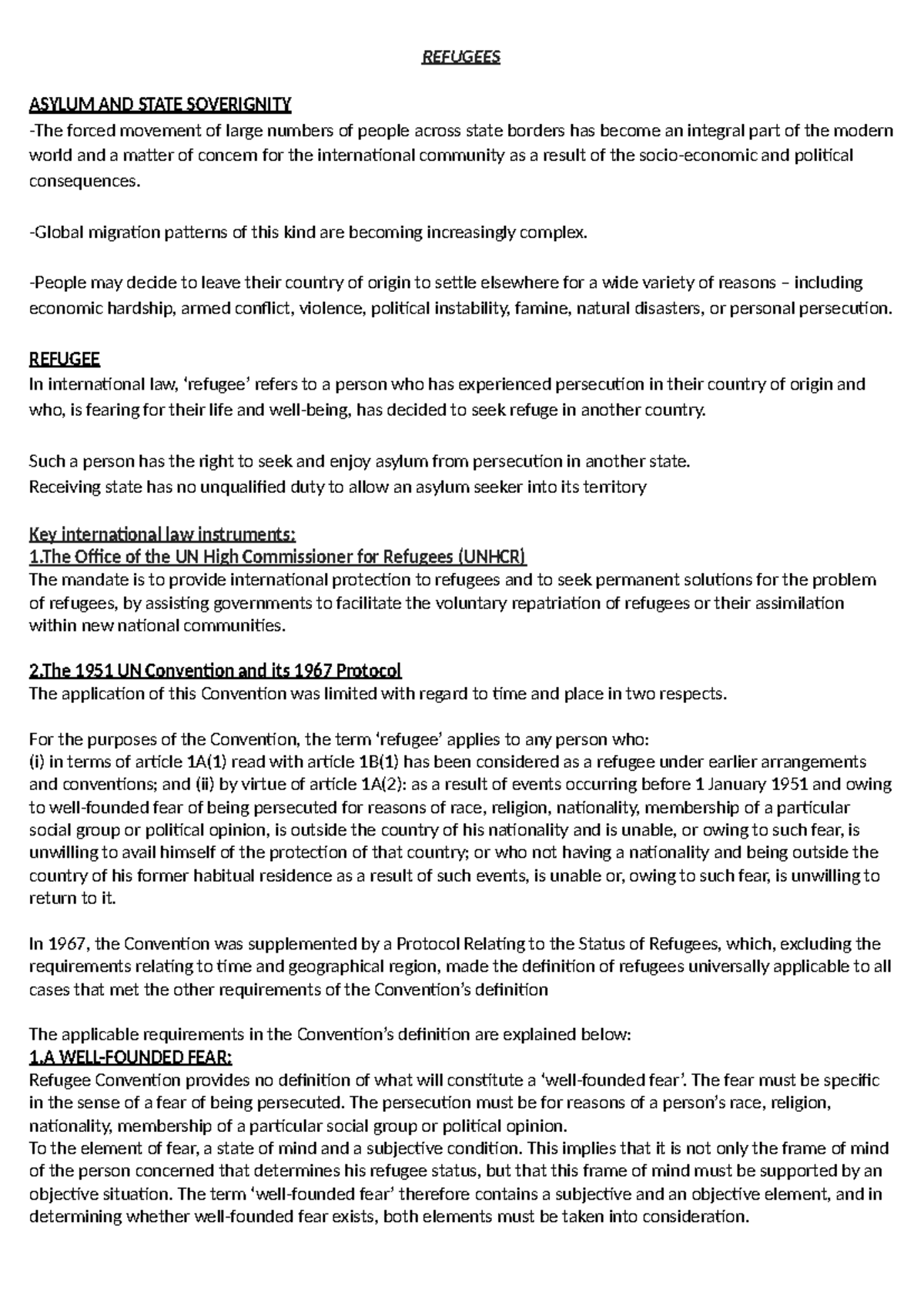 Refugees, Asylum, and State Sovereignty: An Overview of International ...