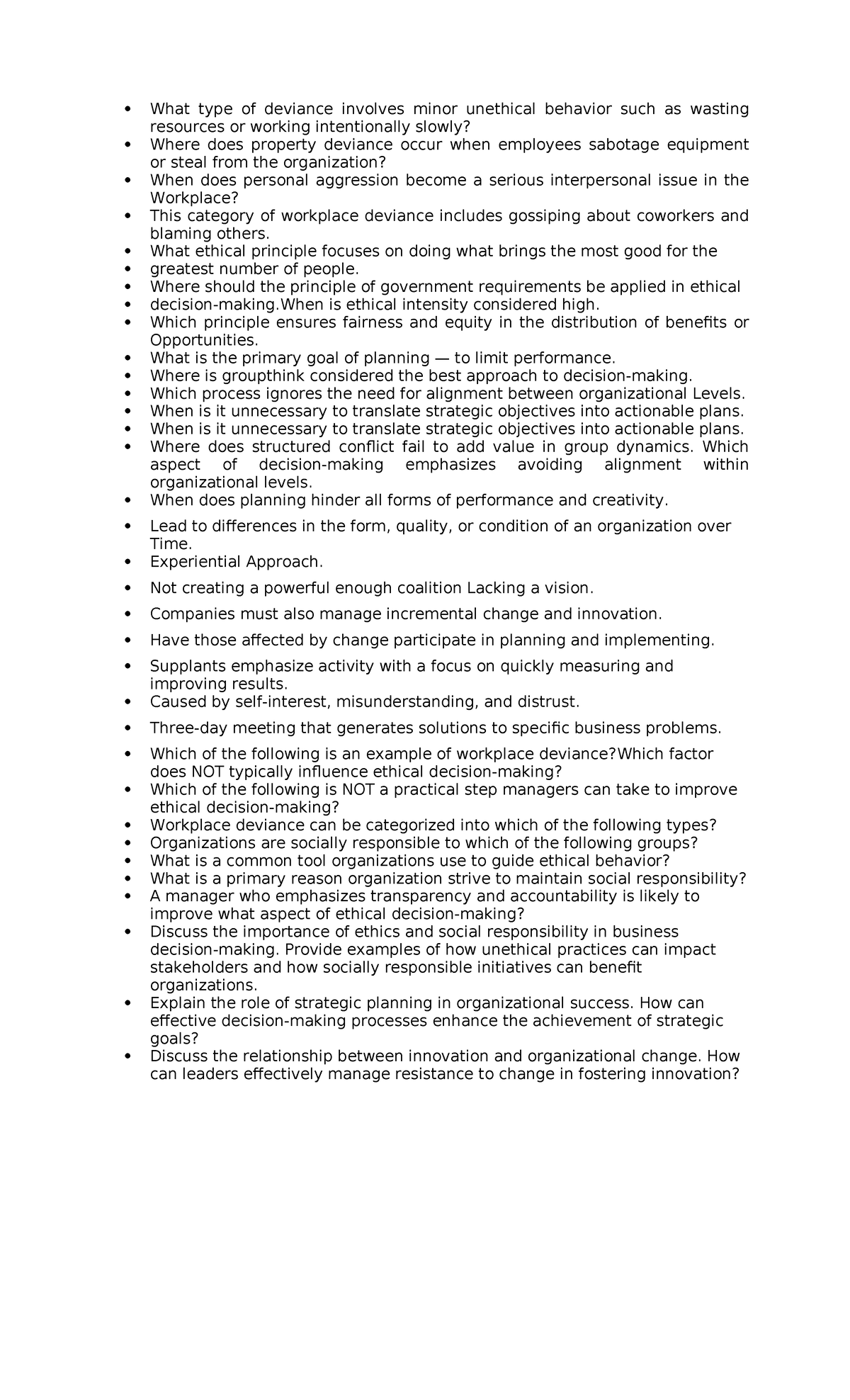 Midterm-Exam-Pointers - What type of deviance involves minor unethical ...