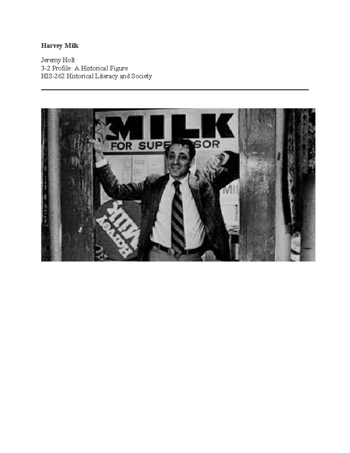 HIS-262 Case Study: Harvey Milk's Impact on LGBTQ+ Rights - Studocu